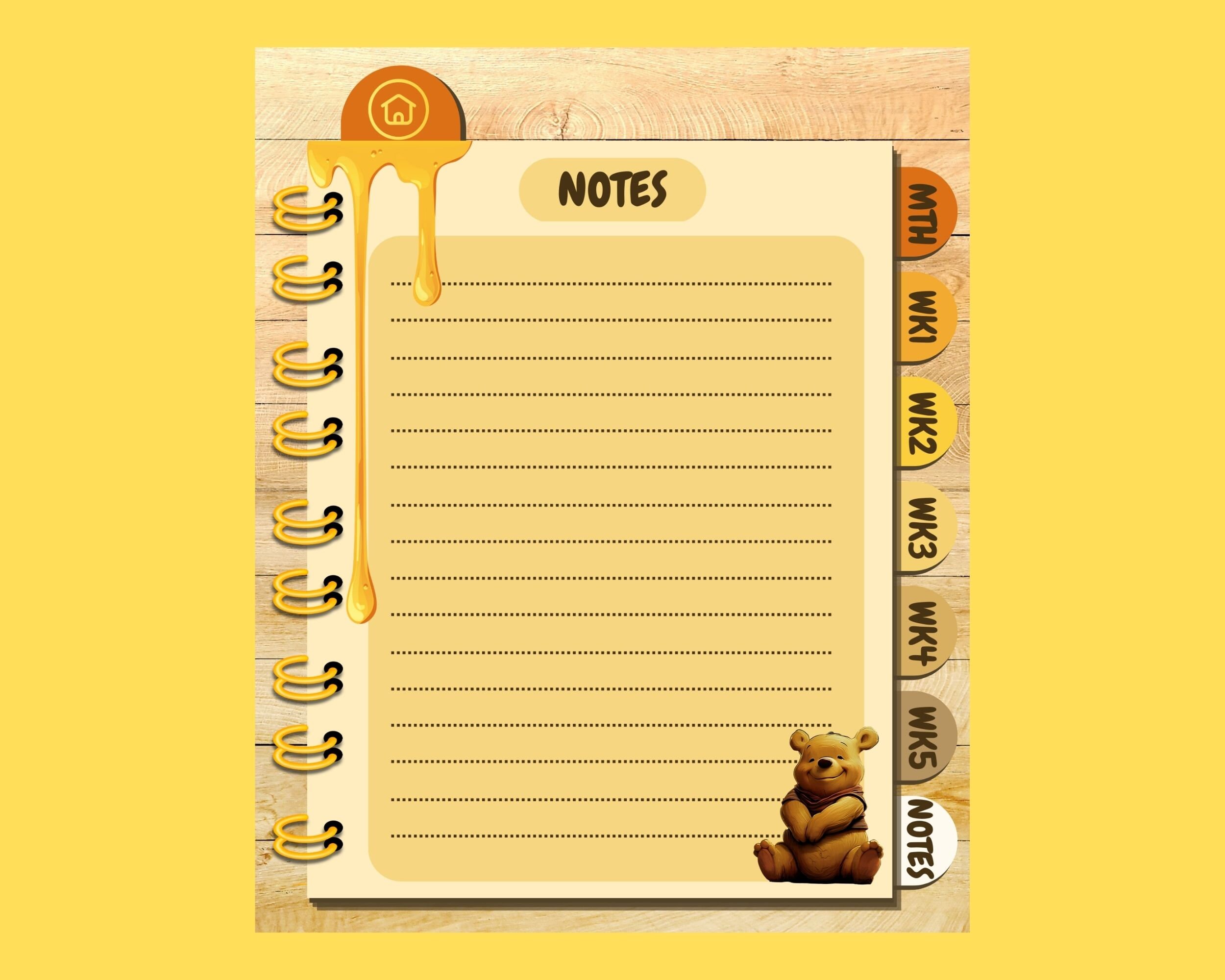 Undated Digital Planner With Winnie the Pooh - Monthly, Weekly, and ...