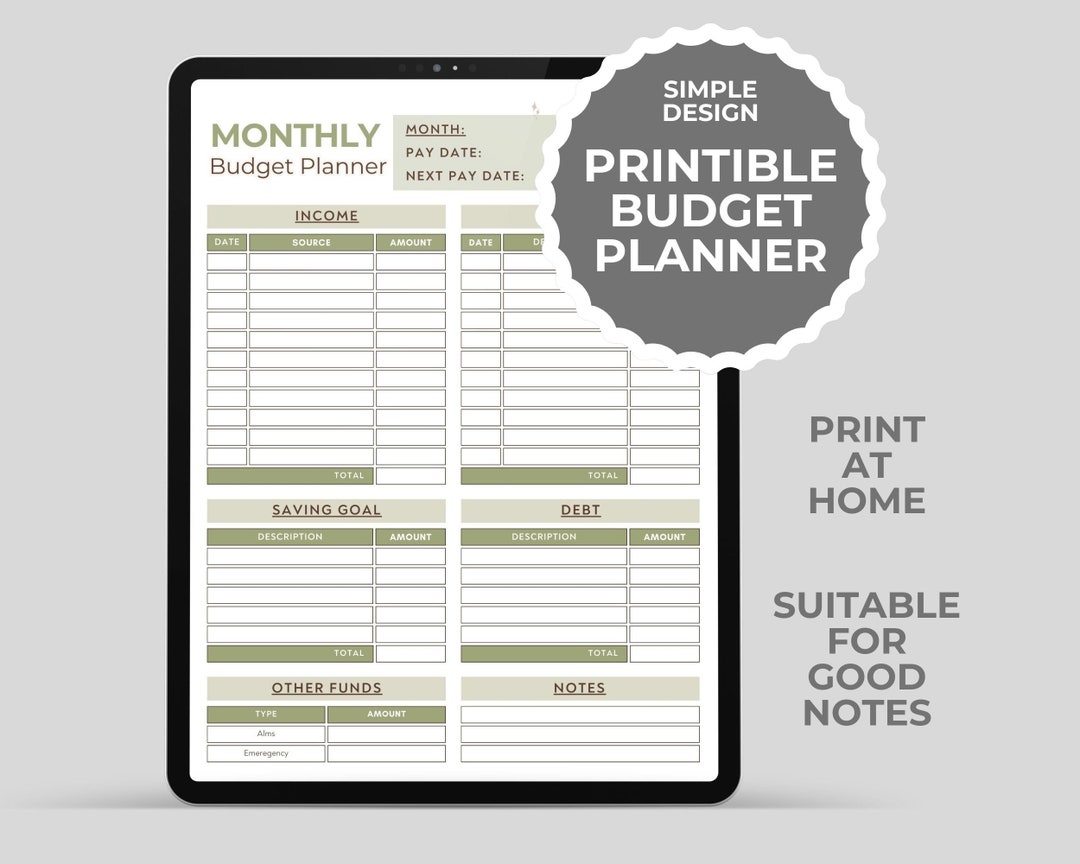 Digital Printable Budget Planner - A4, A5, and iPad Sizes in 3 Colors ...