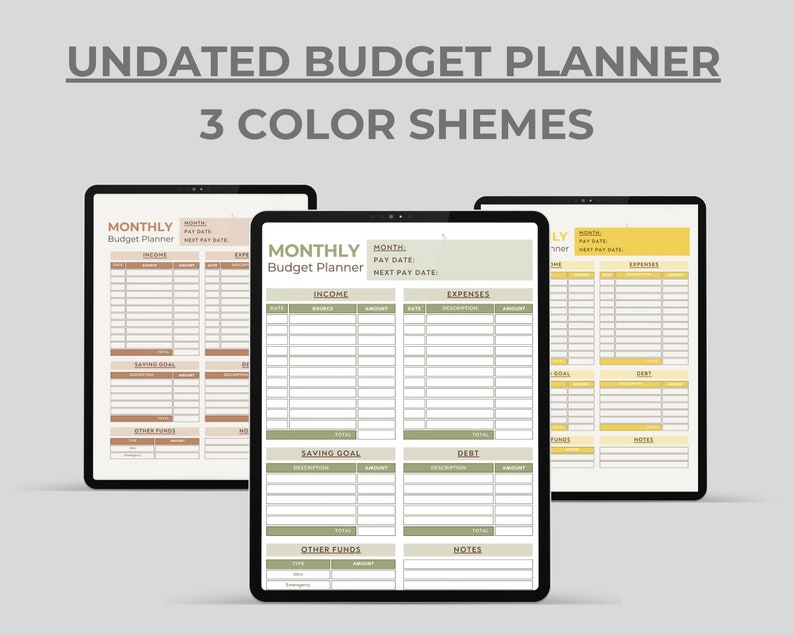 Digital Printable Budget Planner - A4, A5, and iPad Sizes in 3 Colors ...