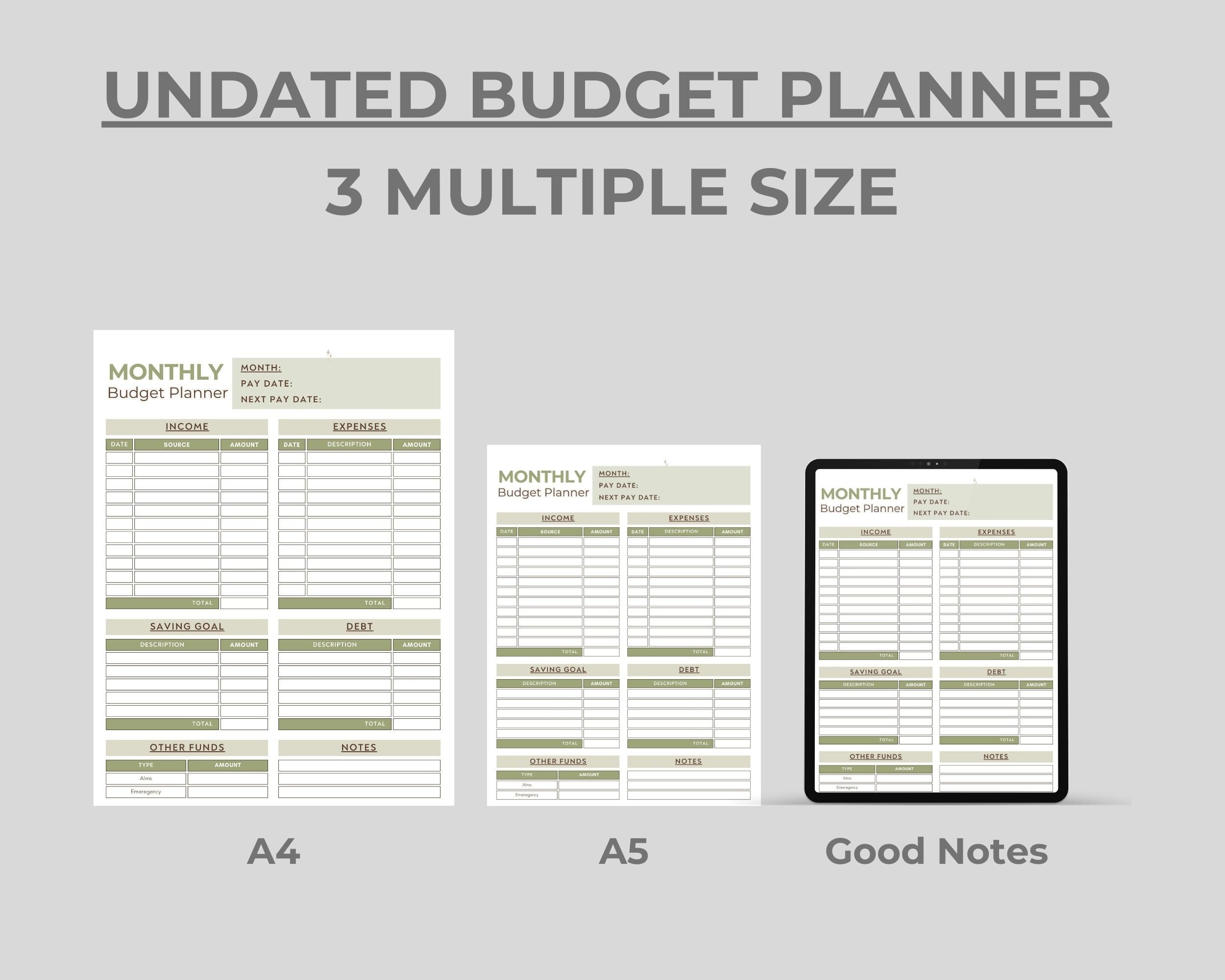 Digital Printable Budget Planner - A4, A5, and iPad Sizes in 3 Colors ...