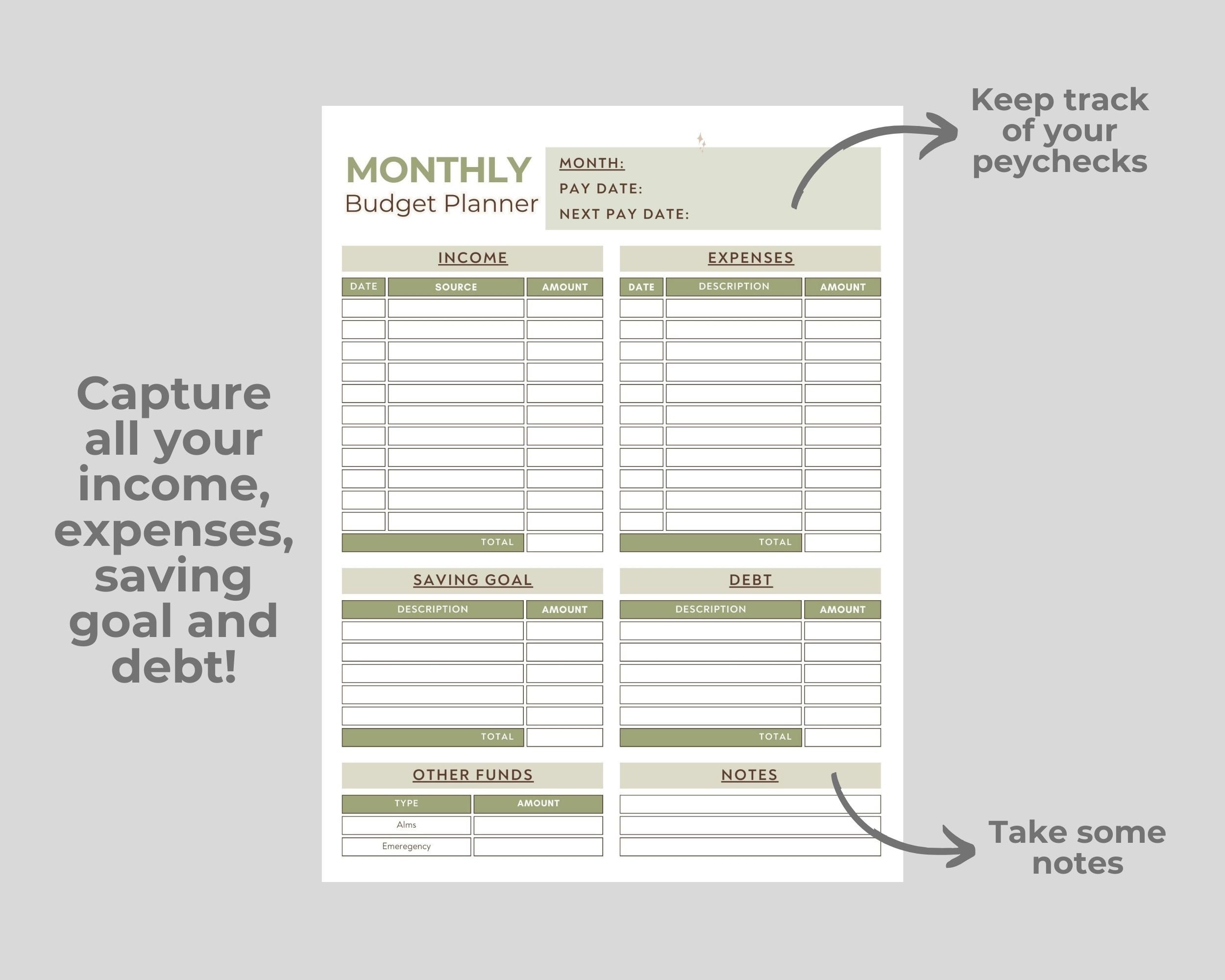 Digital Printable Budget Planner - A4, A5, and iPad Sizes in 3 Colors ...