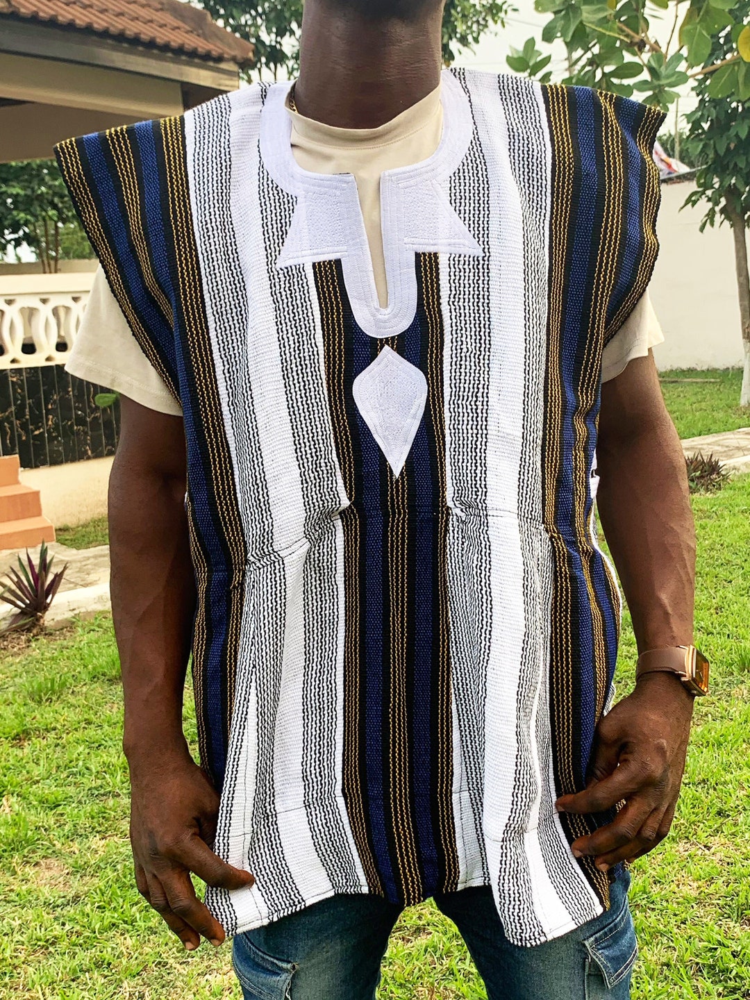 IKAN F&t Handwoven African Fugu Batakari Smock Tunic 100% Cotton Mens ...