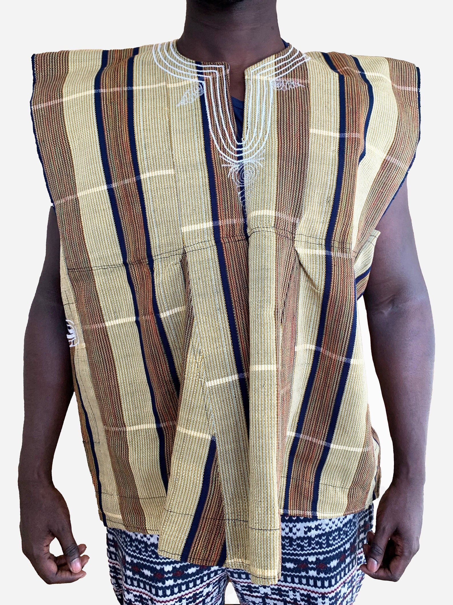IKAN F&t Handwoven Men's Kente Fugu Batakari Smock | 100% Cotton ...