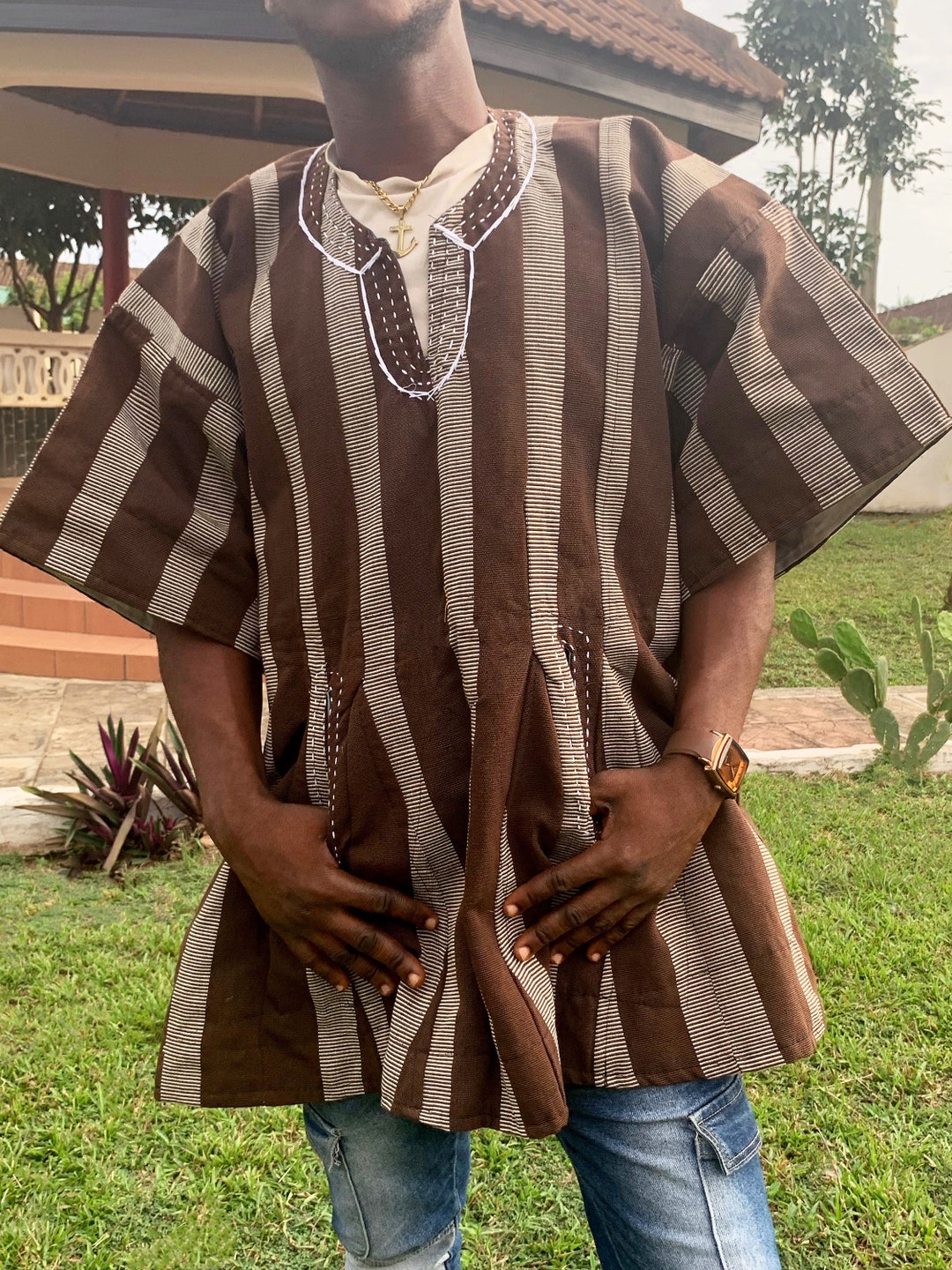 IKAN F&t Handwoven Sleeved Men's Kente Fugu Batakari Smock Tunic ...