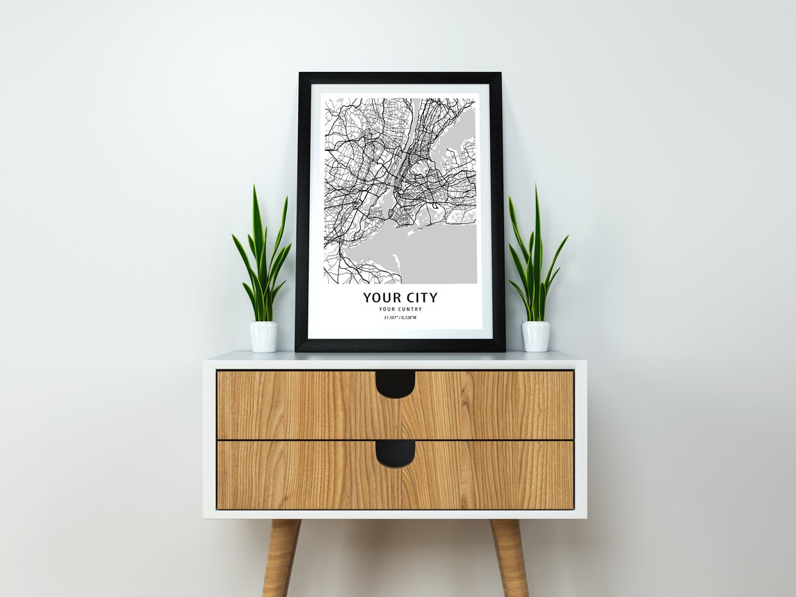Any City Map, Custom Map, Custom Map Poster, Any City, Any Town ...