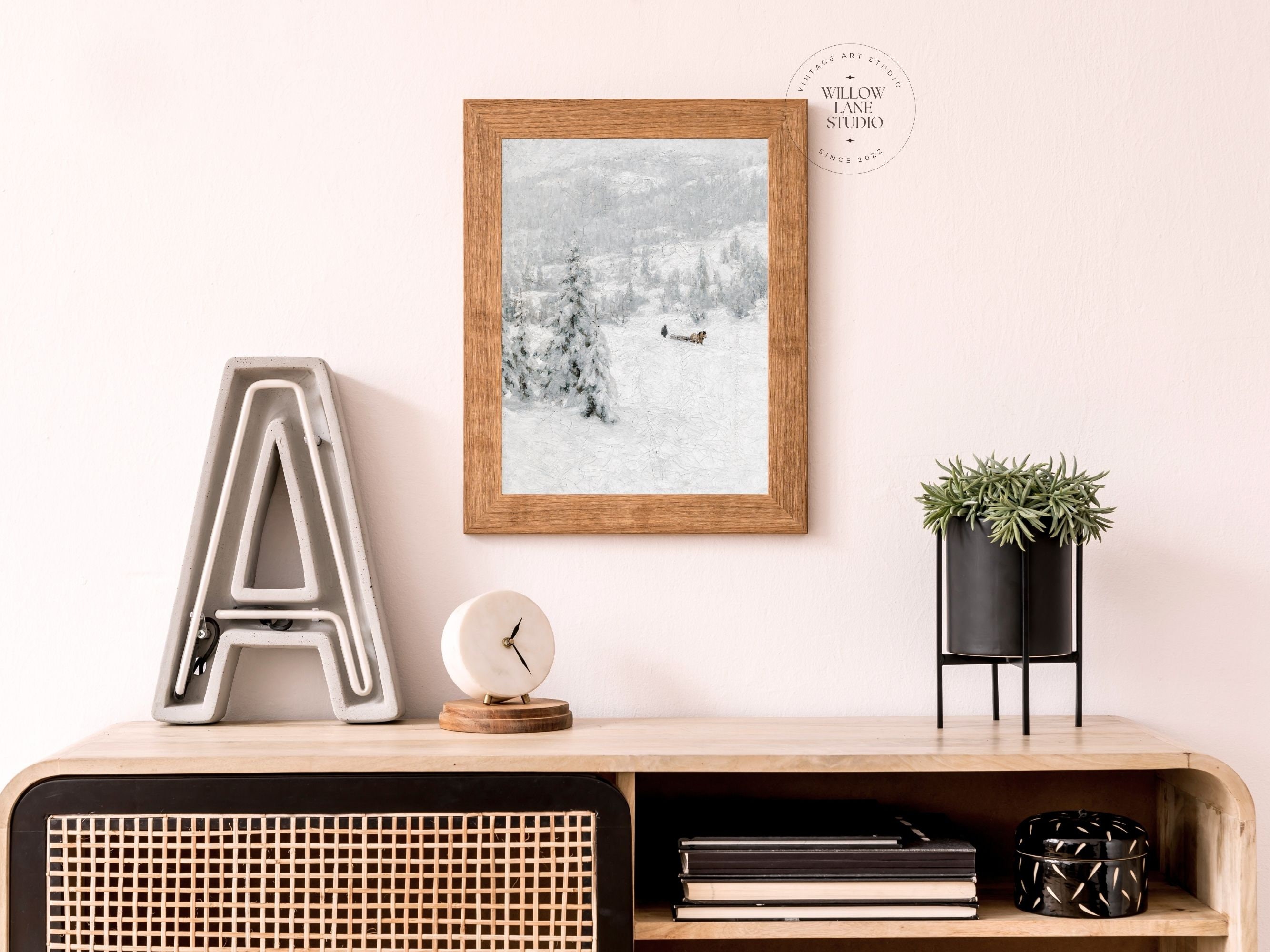 Snowy Mountain Portrait Vintage Print Rustic Snowy Winter - Etsy