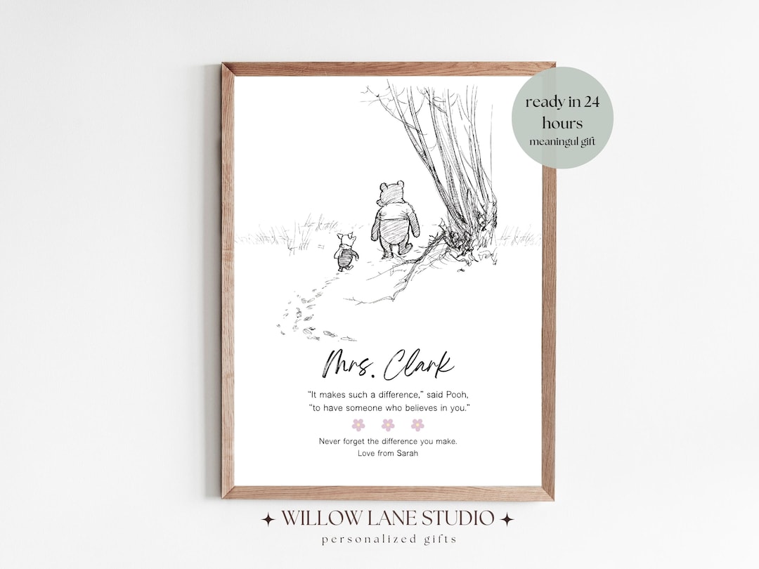 Personalized Teacher Appreciation Winnie the Pooh Quote Gift Thank You ...