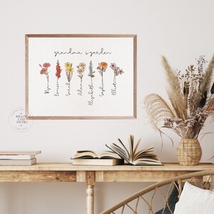 Grandma's Garden Birth Flower Printable, Mother's Day Gift for Grandma ...