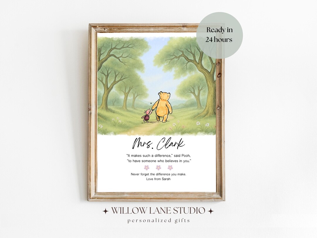 Personalized Teacher Appreciation Winnie the Pooh Gift Thank You Gift ...