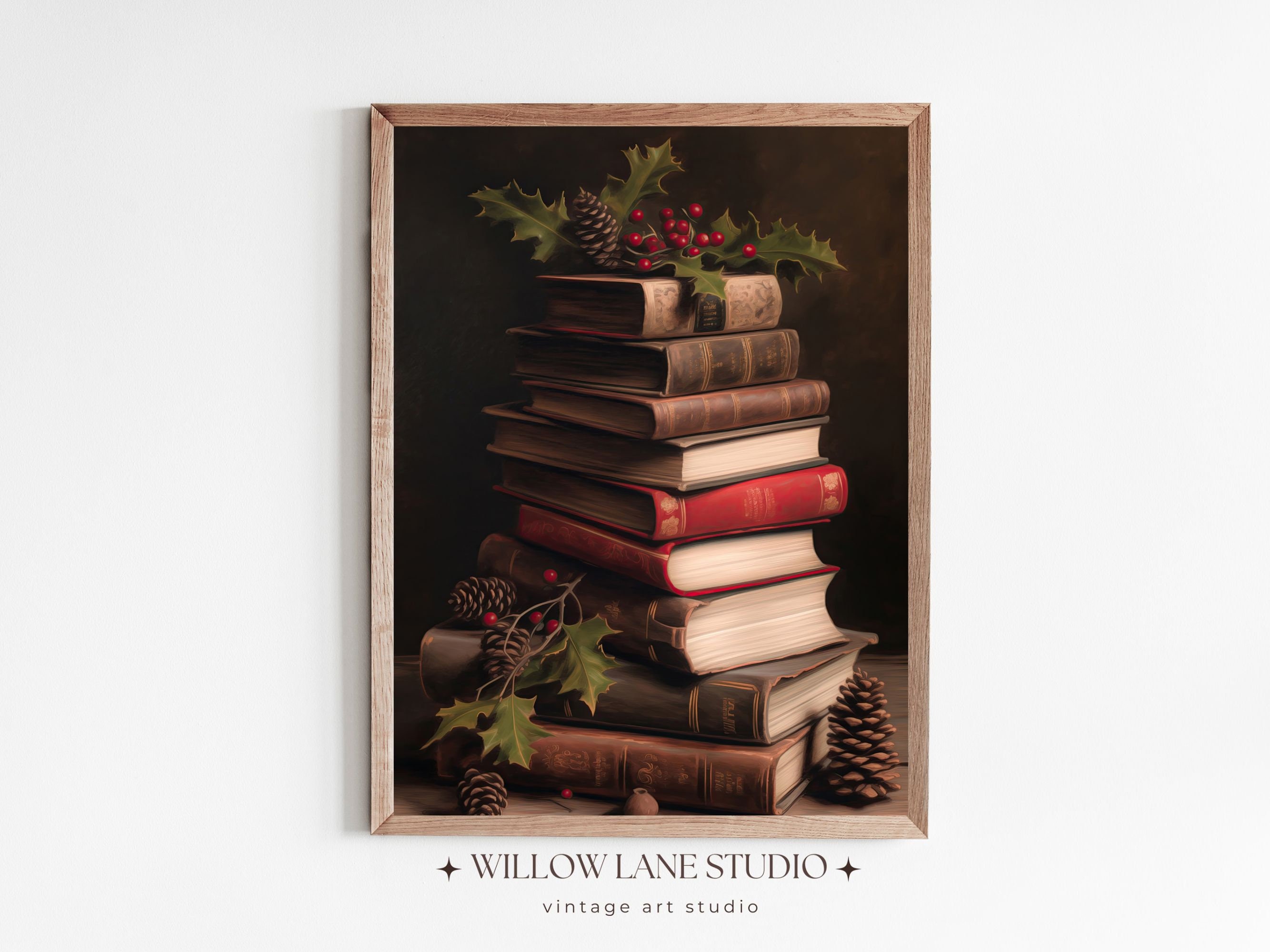 Vintage Books Christmas Paint Christmas Wall Art PRINTABLE Vintage ...
