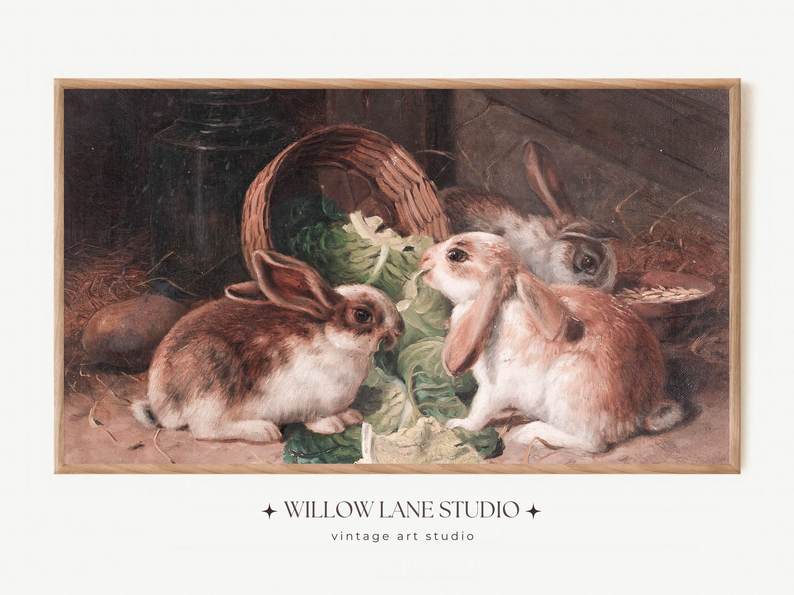 Easter Printable Vintage Rabbit Oil Painting Vintage Easter Wall Art ...