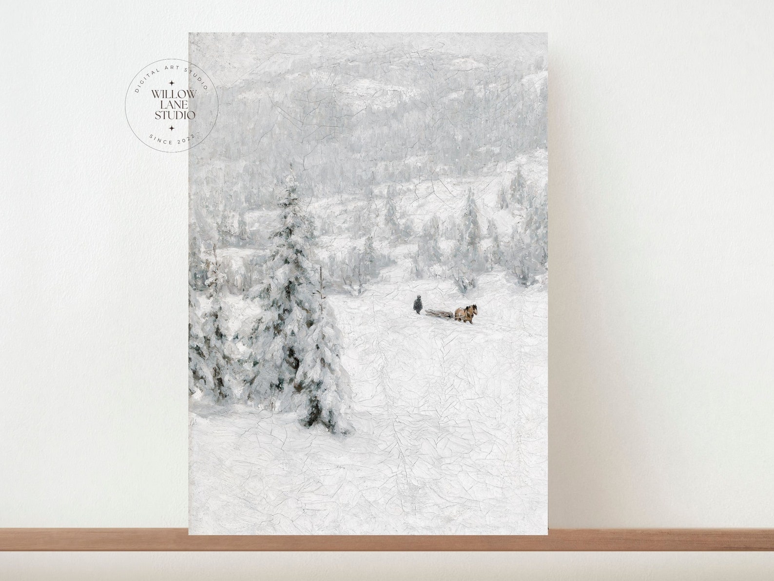Snowy Mountain Portrait Vintage Print Rustic Snowy Winter - Etsy