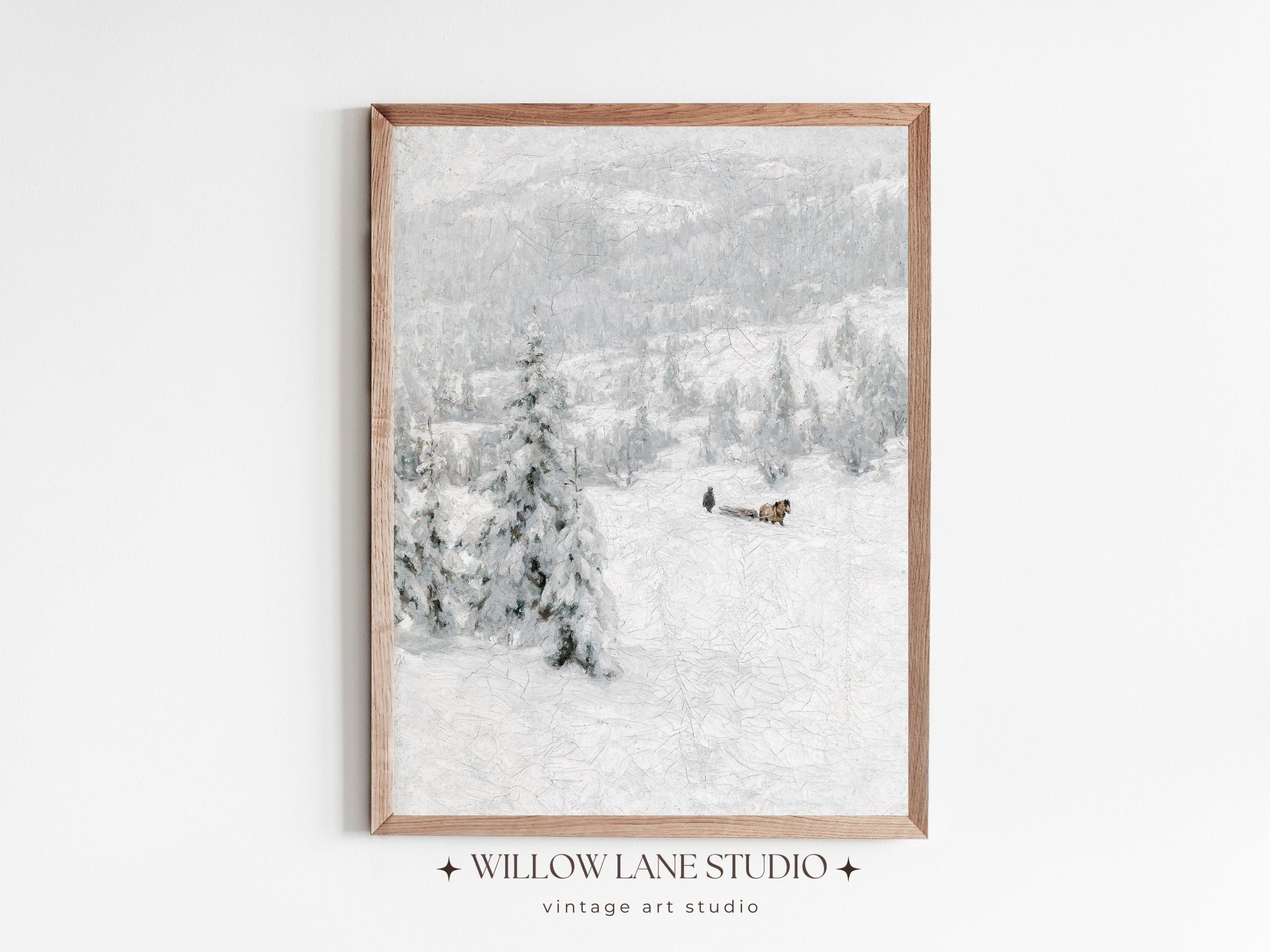 Snowy Mountain Portrait Vintage Print Rustic Snowy Winter - Etsy