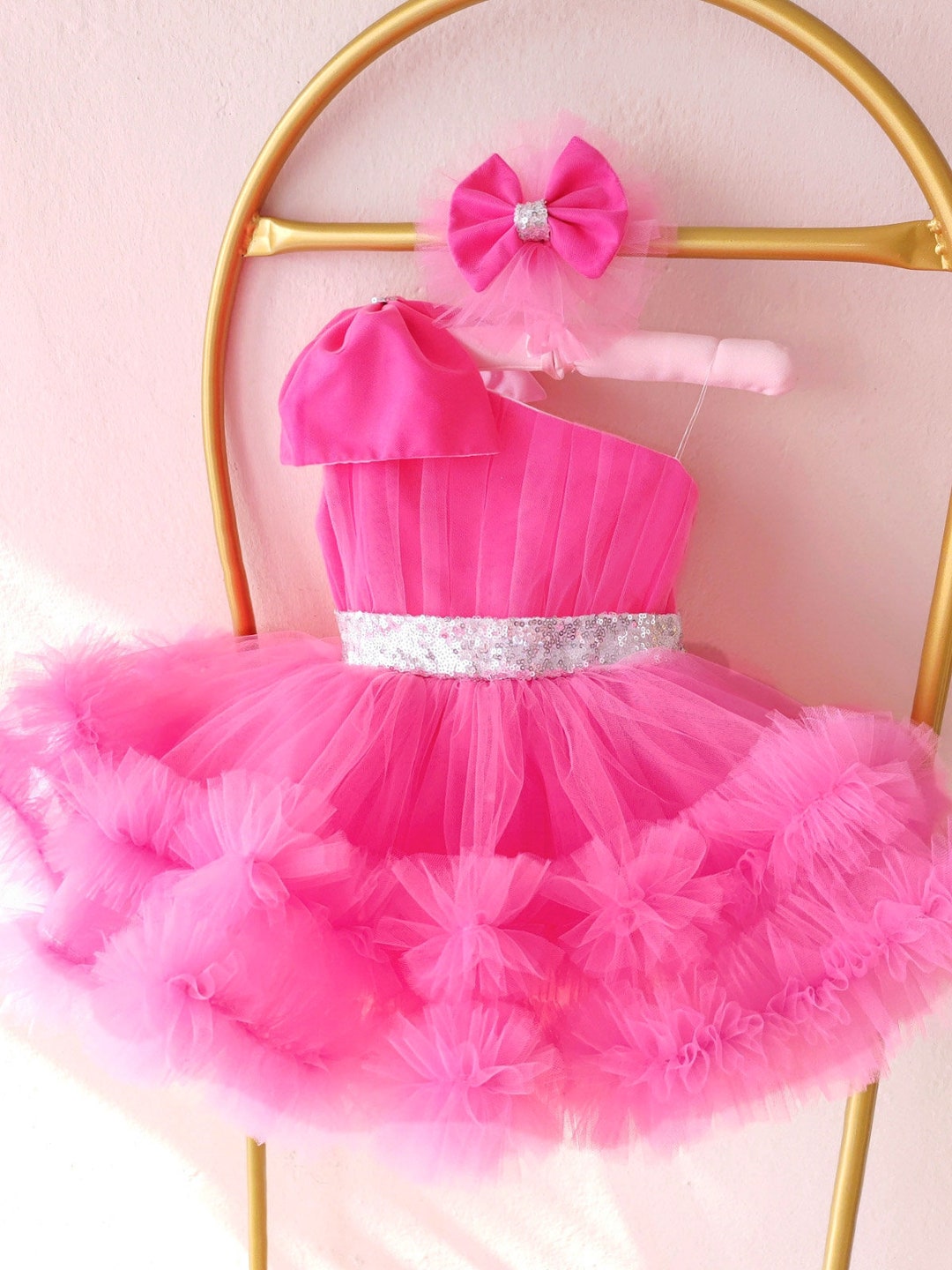 Hot Pink Dress for Baby Girlhot Pink Baby Dresspink Baby - Etsy