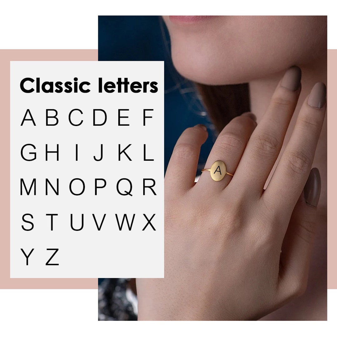 Custom Initial Ring, Classic Letter Ring, Minimalist Ring, Customized ...