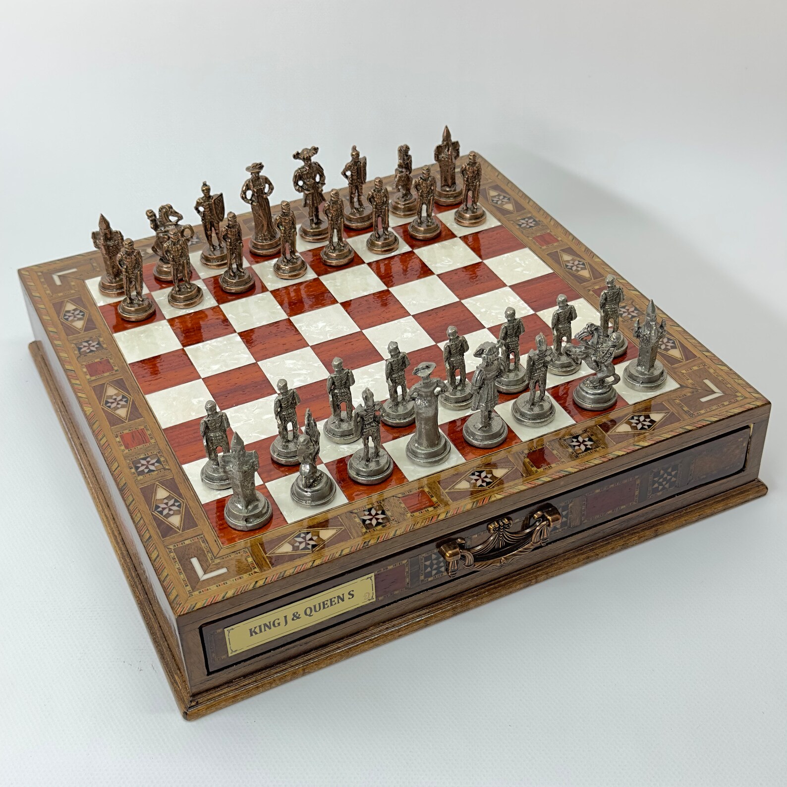 Handmade Personalized Wooden Chess Set, Customized Chess Board With ...