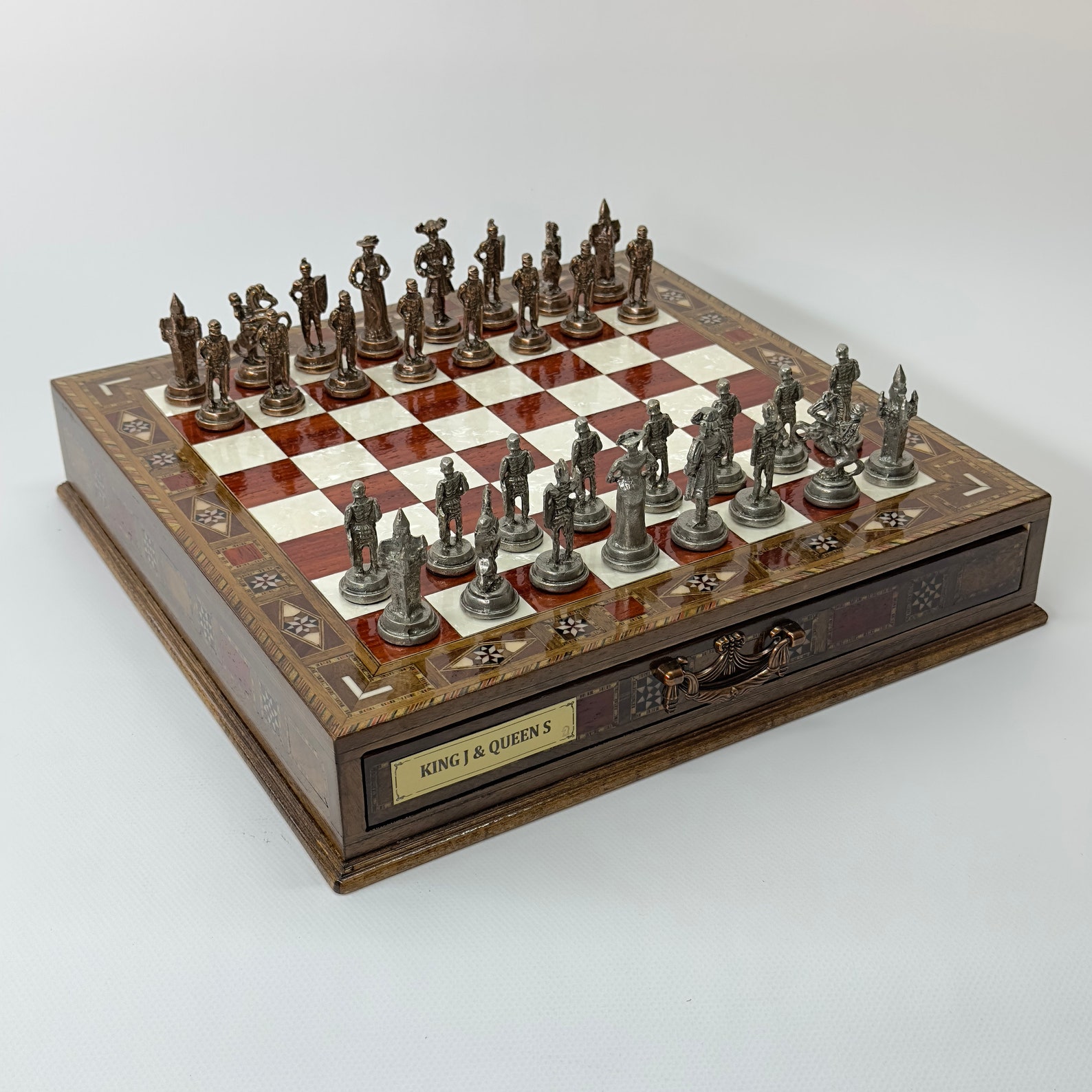 Handmade Personalized Wooden Chess Set, Customized Chess Board With ...