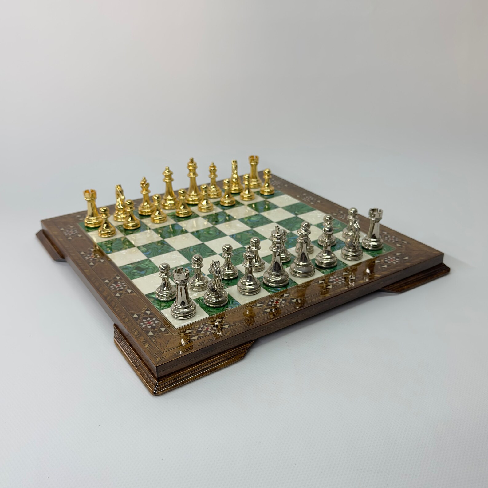 Unique Handmade Chess Set, Custom Wooden Design, Metal Theme Pieces ...
