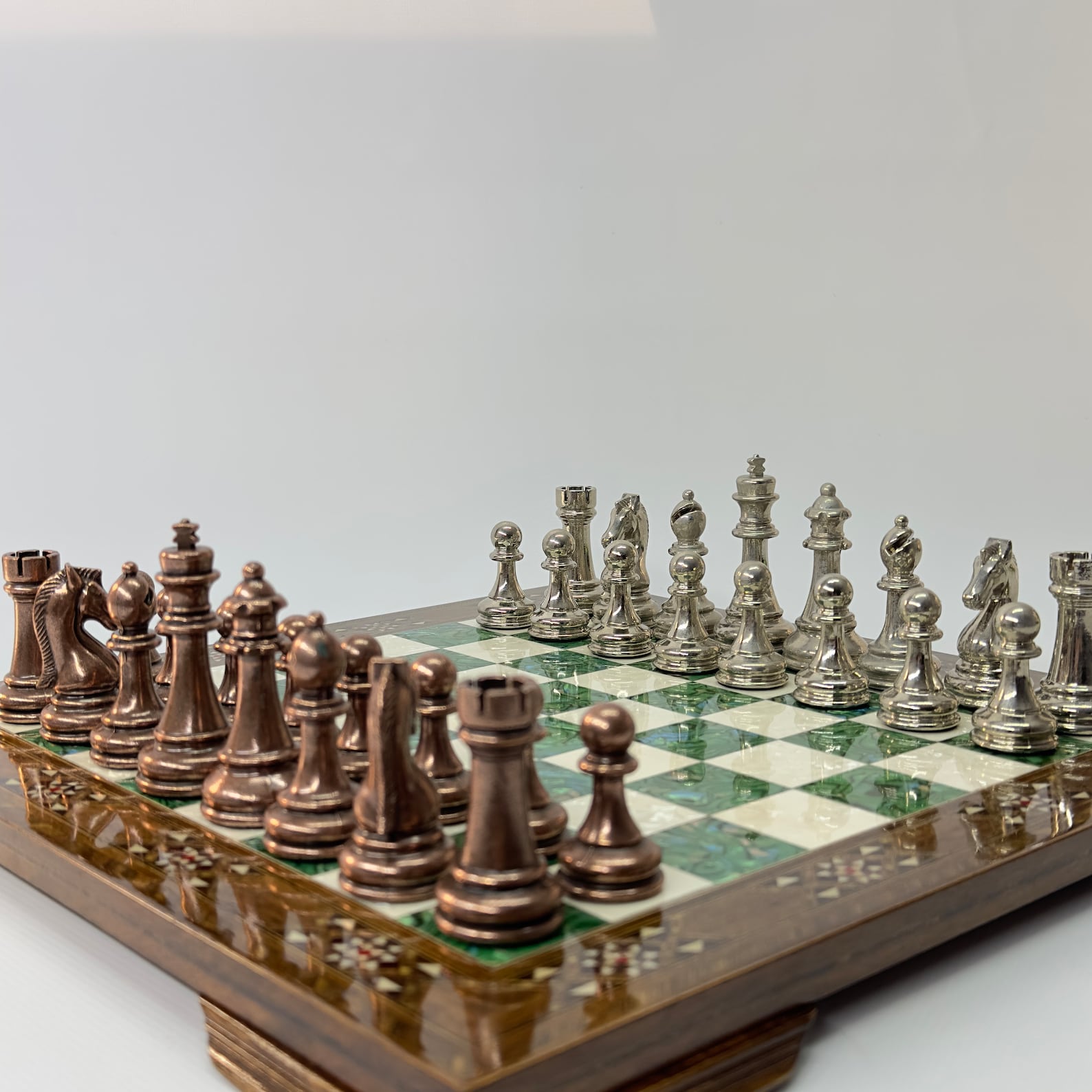 Unique Handmade Chess Set, Custom Wooden Design, Metal Theme Pieces ...