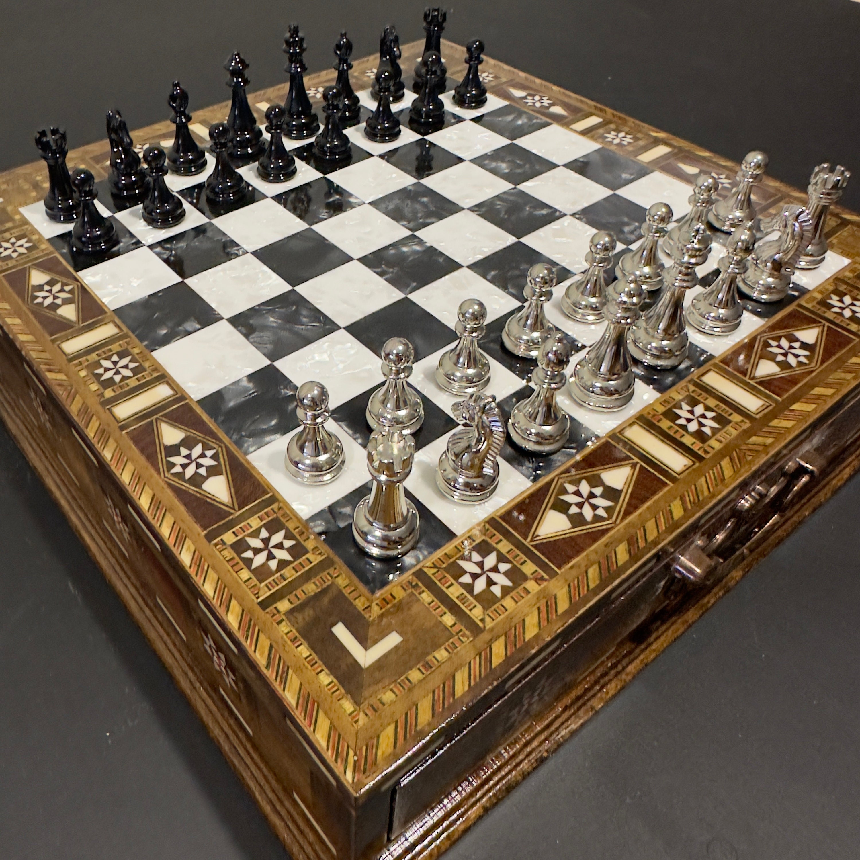 Handmade Chess Set Customizable Wooden Chess Board With Storage and ...