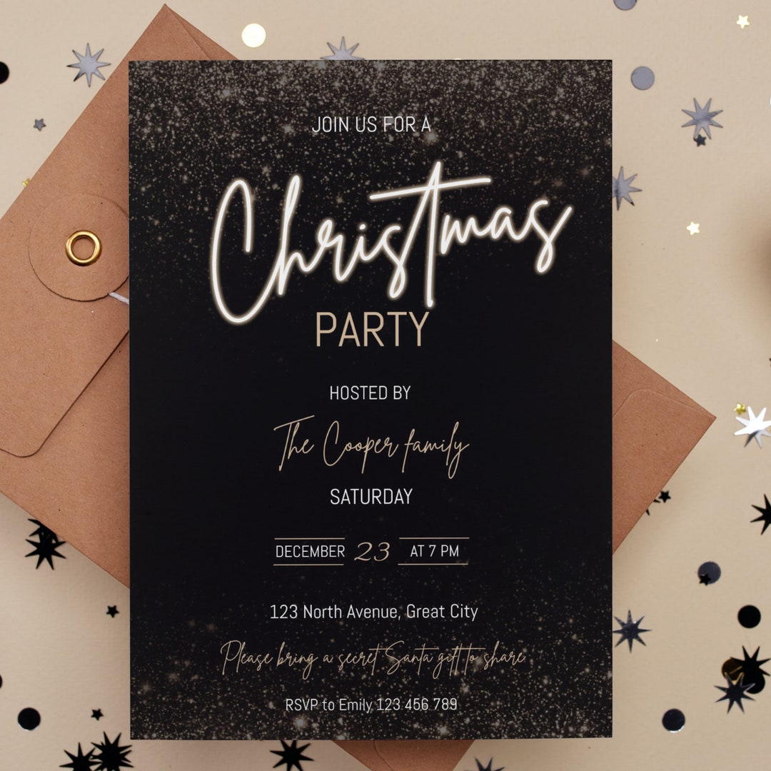 Glamourous Christmas Party | Printable Invitation | Editable Christmas ...