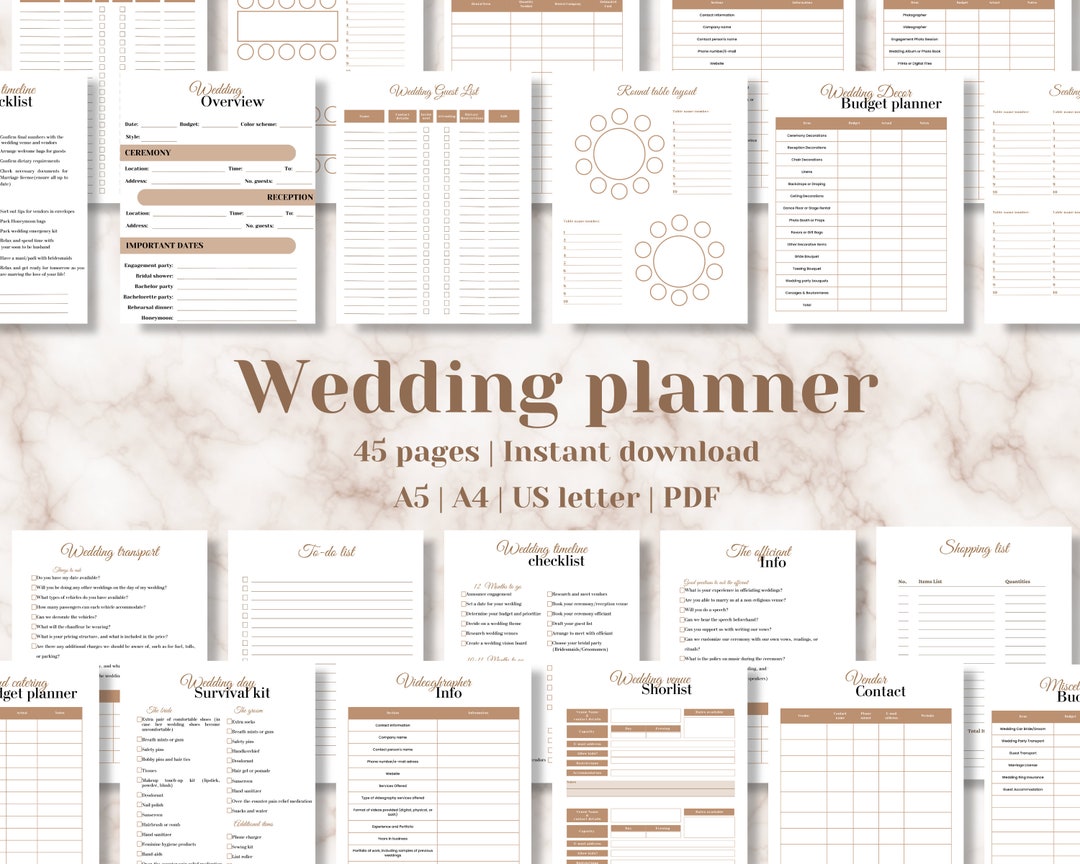 Wedding Planner Printable Wedding Template Bundle Instant Download ...