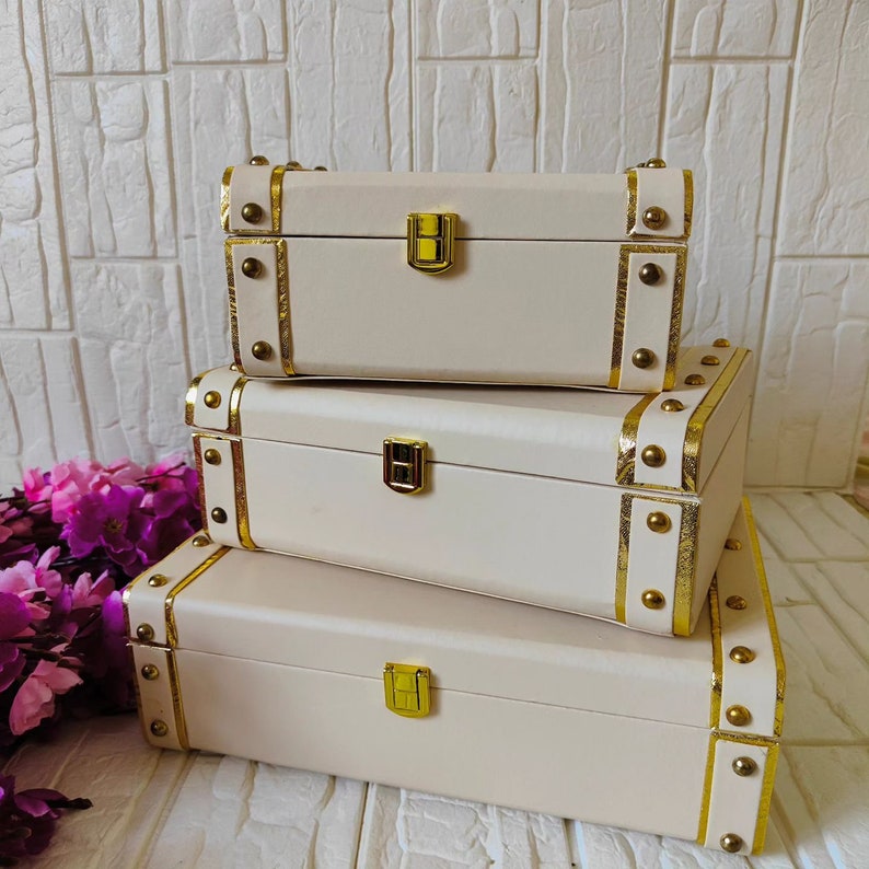 Handmade Set of 3 MDF Trunk Box, Jewelry Box, Christmas Gift, Gift Box ...