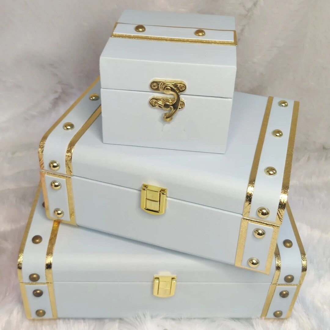 Handmade Set of 3 MDF Trunk Box, Jewelry Box, Christmas Gift, Gift Box ...