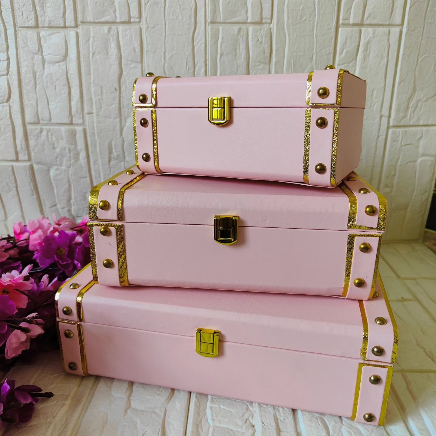 Handmade Set of 3 MDF Trunk Box, Jewelry Box, Christmas Gift, Gift Box ...