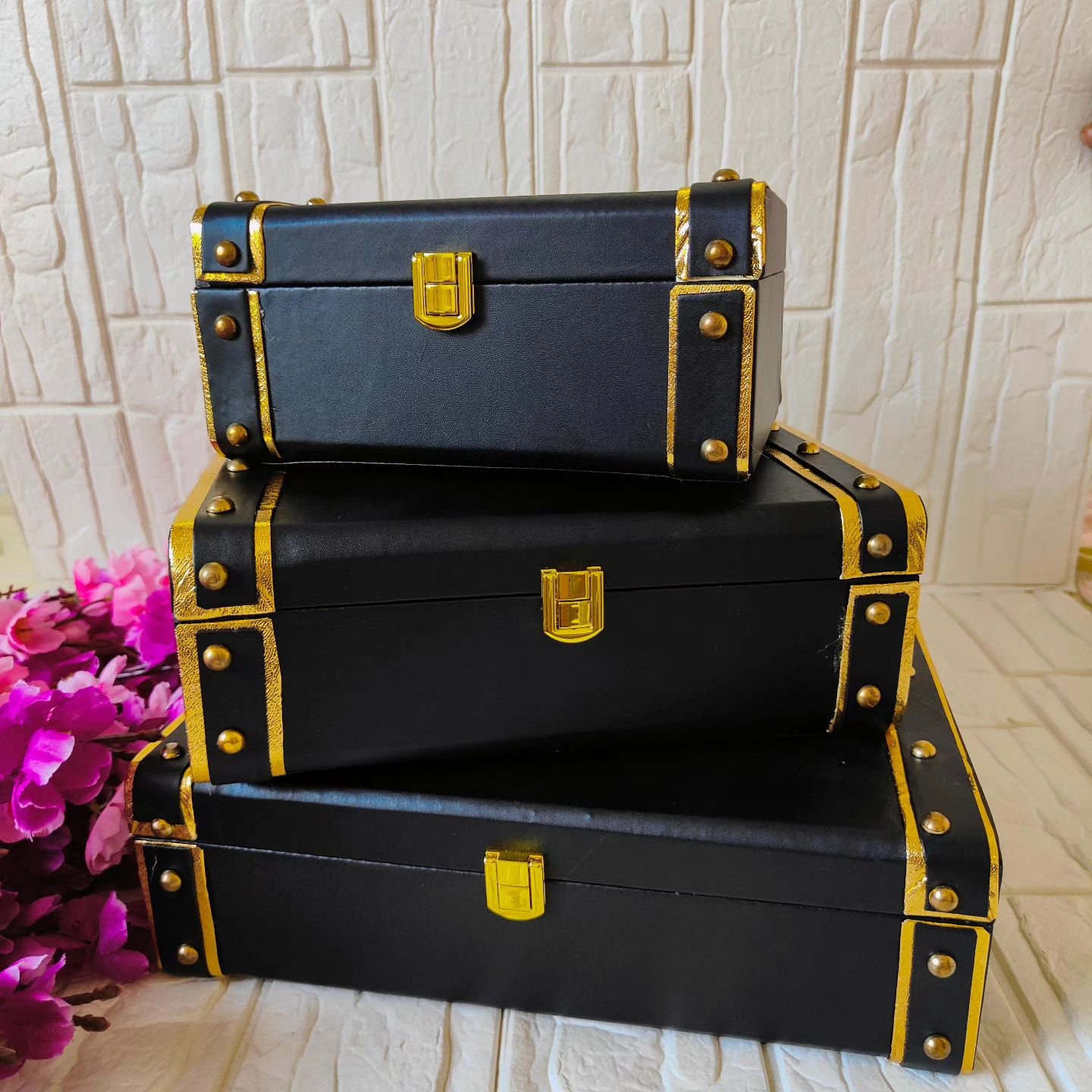 Handmade Set of 3 MDF Trunk Box, Jewelry Box, Christmas Gift, Gift Box ...