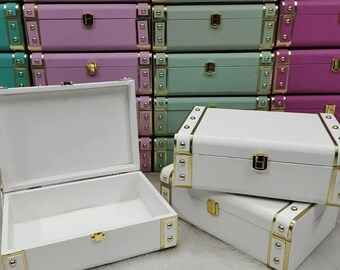 Handmade Trunk Box, Navy Blue MDF Box, Decorative Box, Leatherette ...