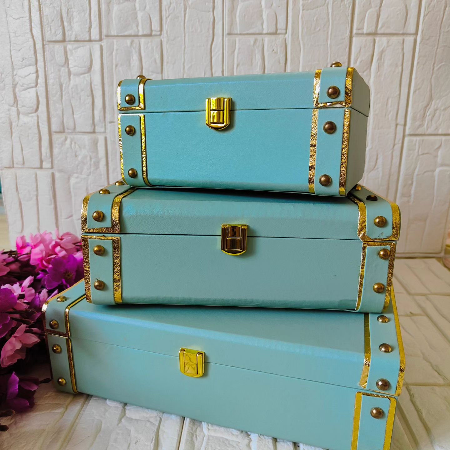 Handmade Set of 3 MDF Trunk Box, Jewelry Box, Christmas Gift, Gift Box ...