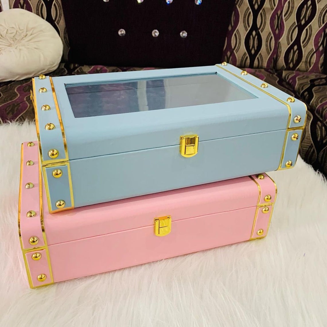 Handmade Trunk Box, MDF Box, Decorative Box, Leatherette Trunk Box ...