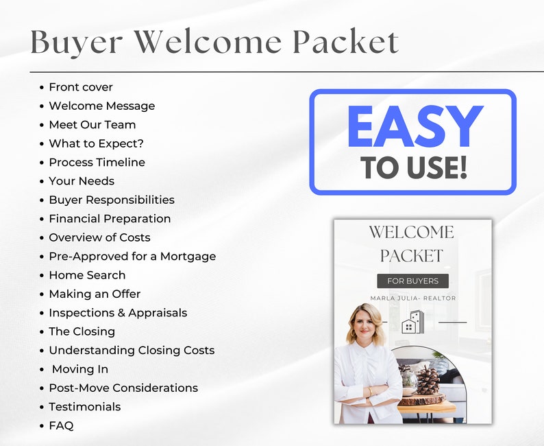 Client Welcome Packet for Real Estate, Seller Presentation and Buyer ...