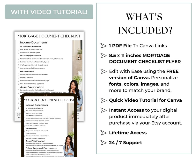 Mortgage Document Checklist, Home Loan Document Flyer, Buyer Loan Prep ...