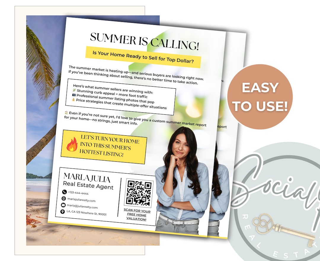 Summer Home Selling Flyer, Summer Home Valuation Flyer, Real Estate ...