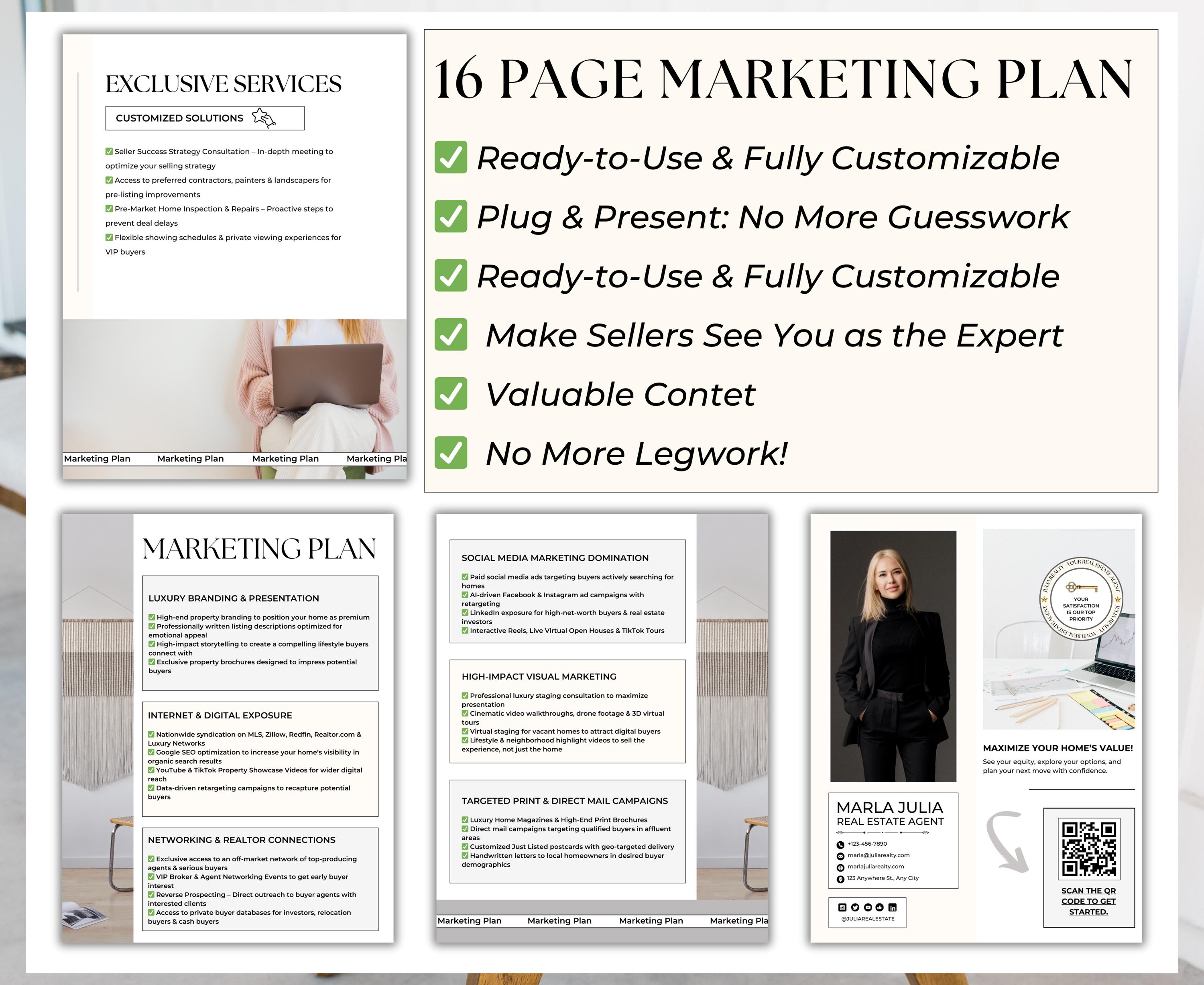 Seller Marketing Plan for Real Estate, Listing Marketing Plan Template ...
