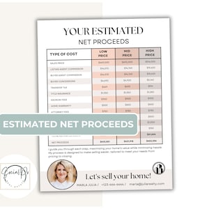 Seller Net Proceeds, Real Estate Seller Estimated Proceeds Template ...