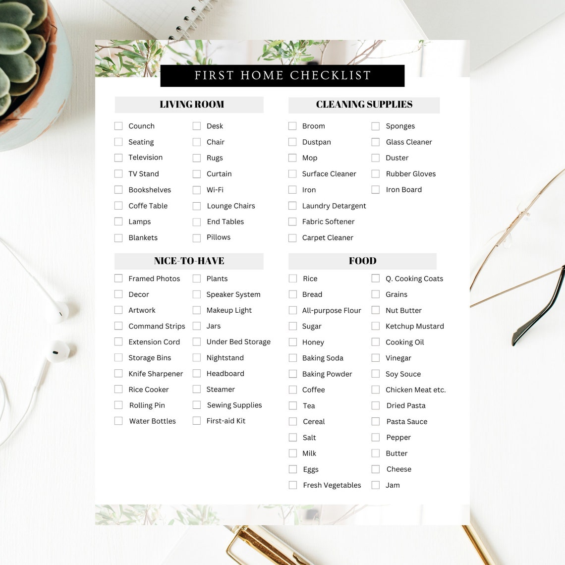 First Apartment Checklist Template My First Apartment Essentials Moving ...