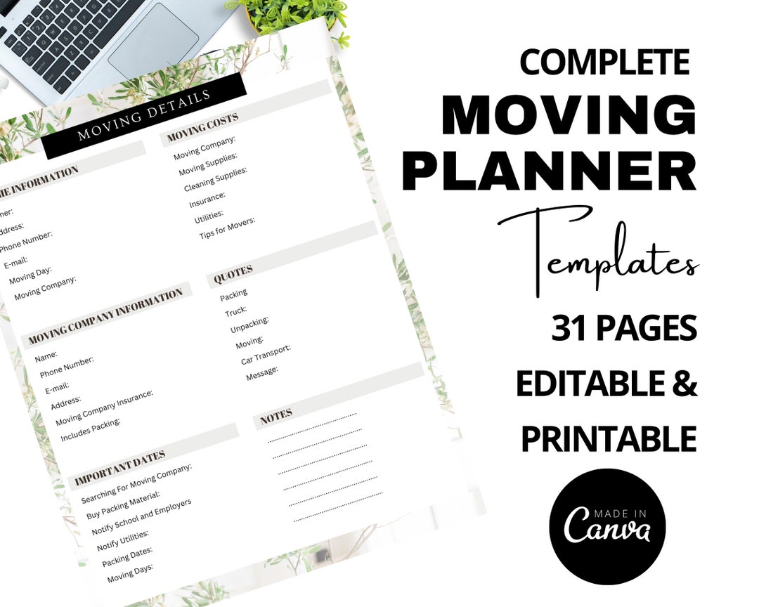 Moving Planner Template Printable Moving Packing Planner - Etsy
