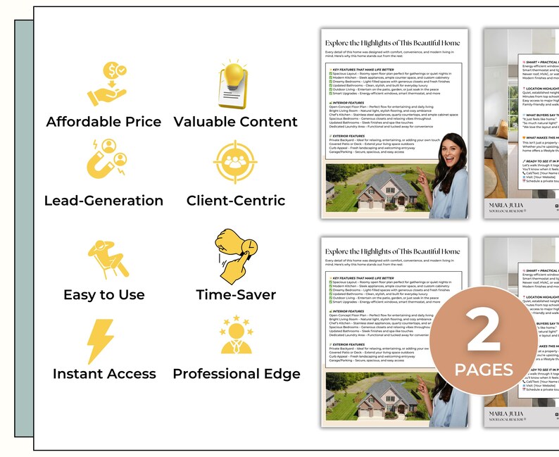 Realtor Home Features Sheet Template: Open House Flyer (canva Editable ...