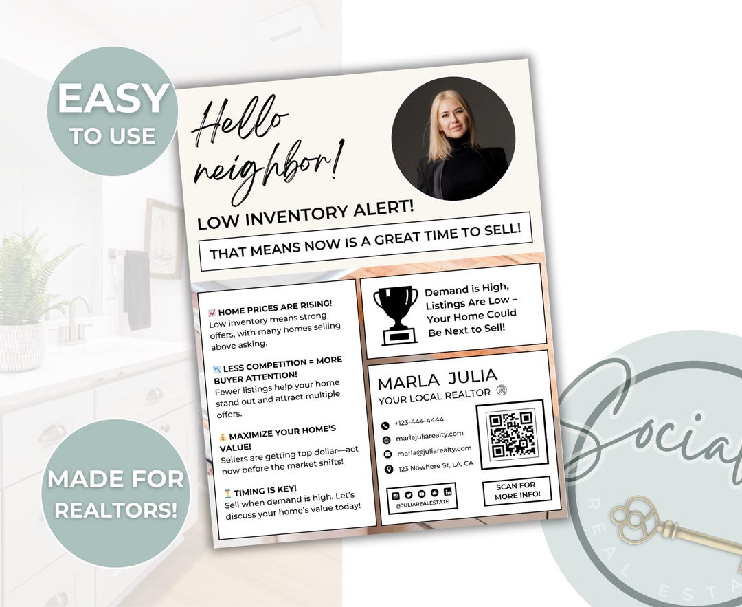 Low Inventory Flyer for Real Estate, Seller Prospecting Letter, Home ...