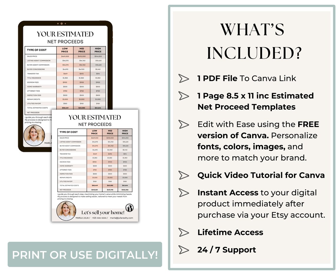 Seller Net Proceeds, Real Estate Seller Estimated Proceeds Template ...