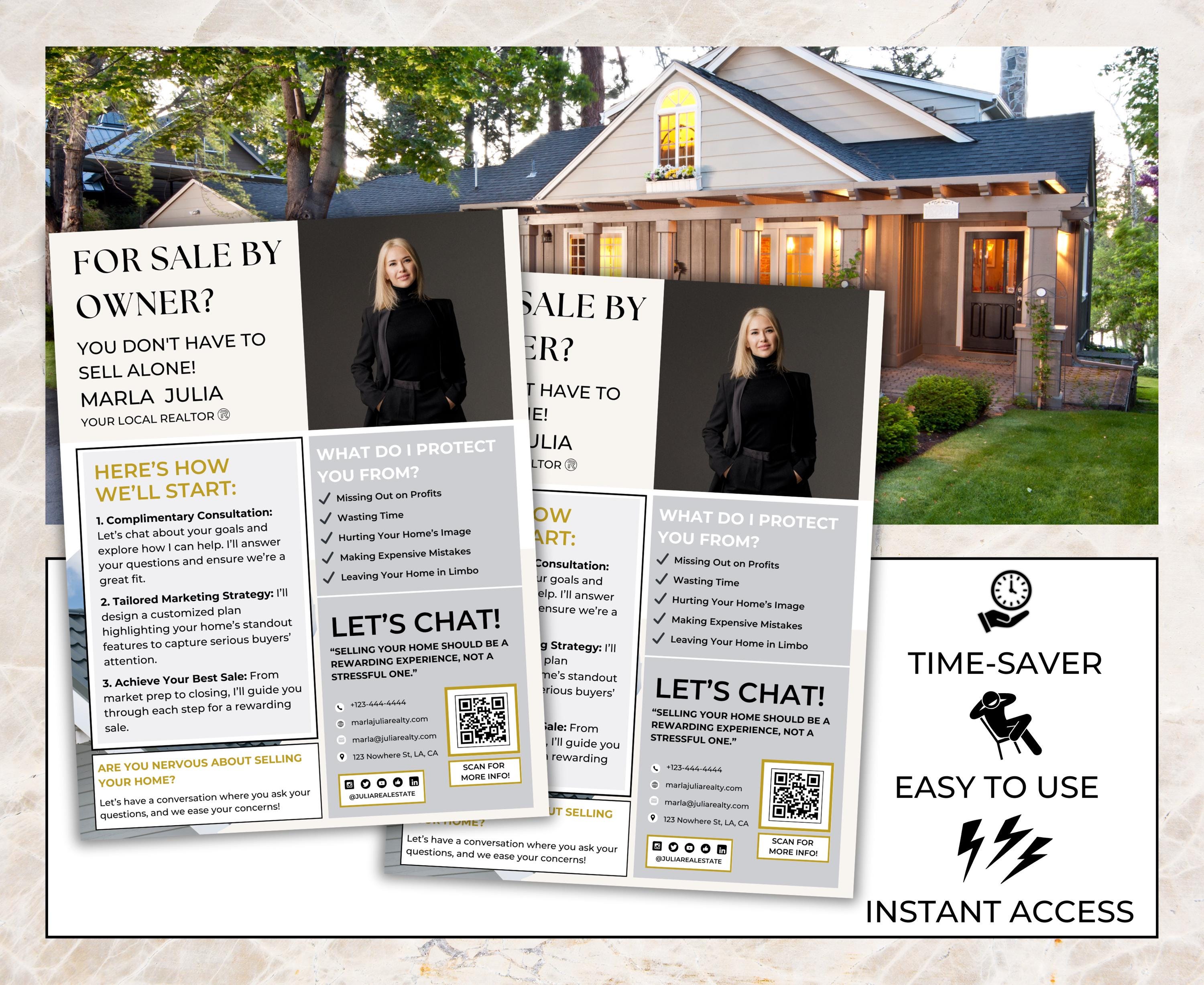 For Sale by Owner Flyer Template, FSBO Letter for Real Estate Agents ...