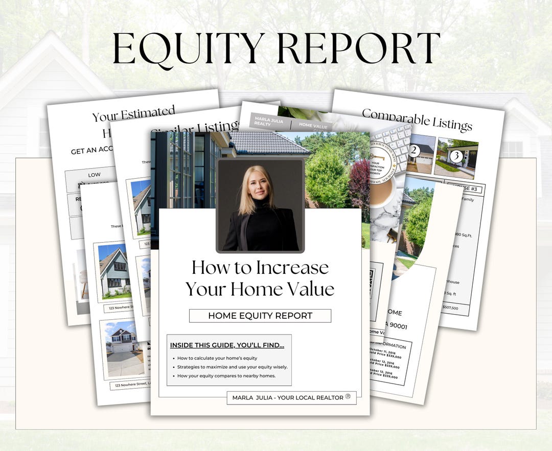 Home Equity Report for Real Estate, CMA Report Template, Home Valuation ...