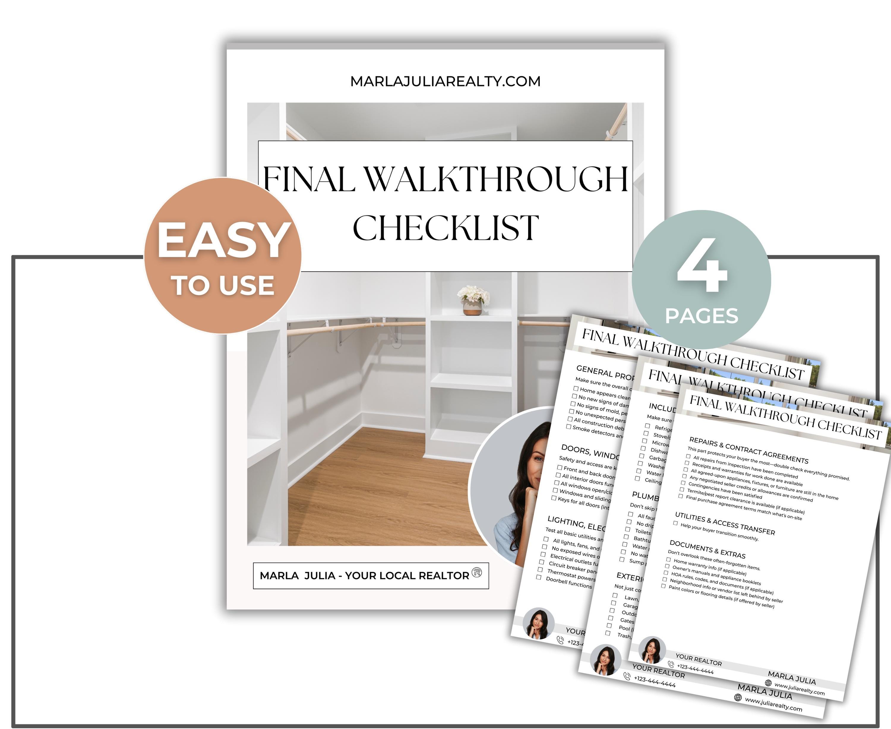 Final Walkthrough Checklist for Buyers, Real Estate Buyer Walkthrough ...