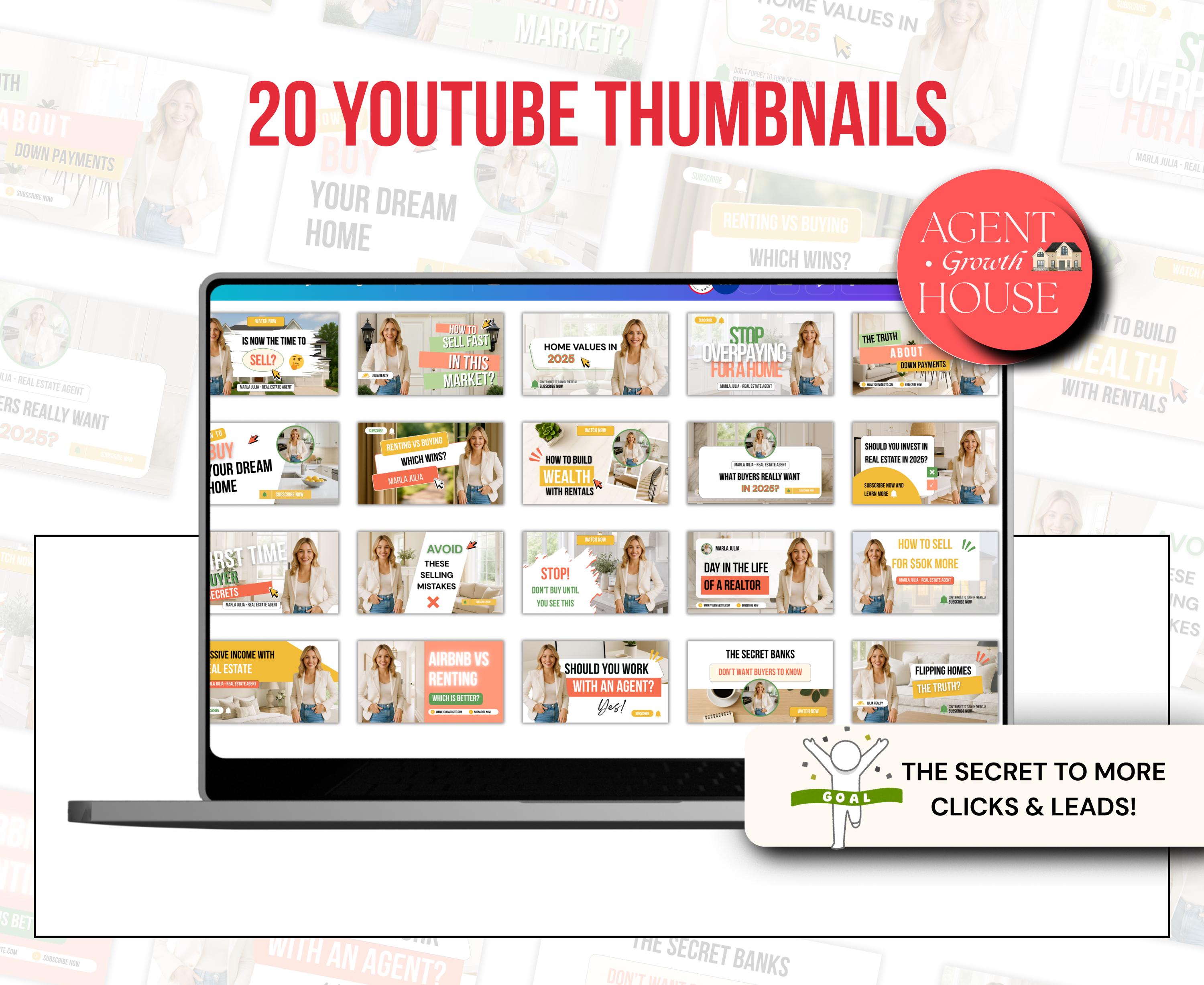 Realtor Youtube Thumbnail Templates for Listing Videos, Realtor Growth ...