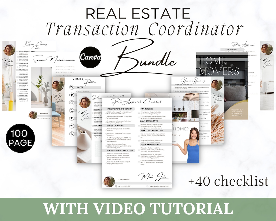 Transaction Coordinator Checklist Bundle, Printable Real Estate Seller ...