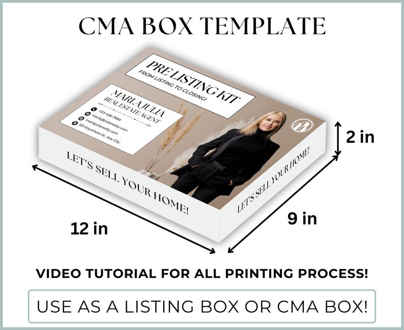 Pre-listing Kit for Real Estate Agent, Pre-listing Presentation, CMA Box Cover, Just Listed ...