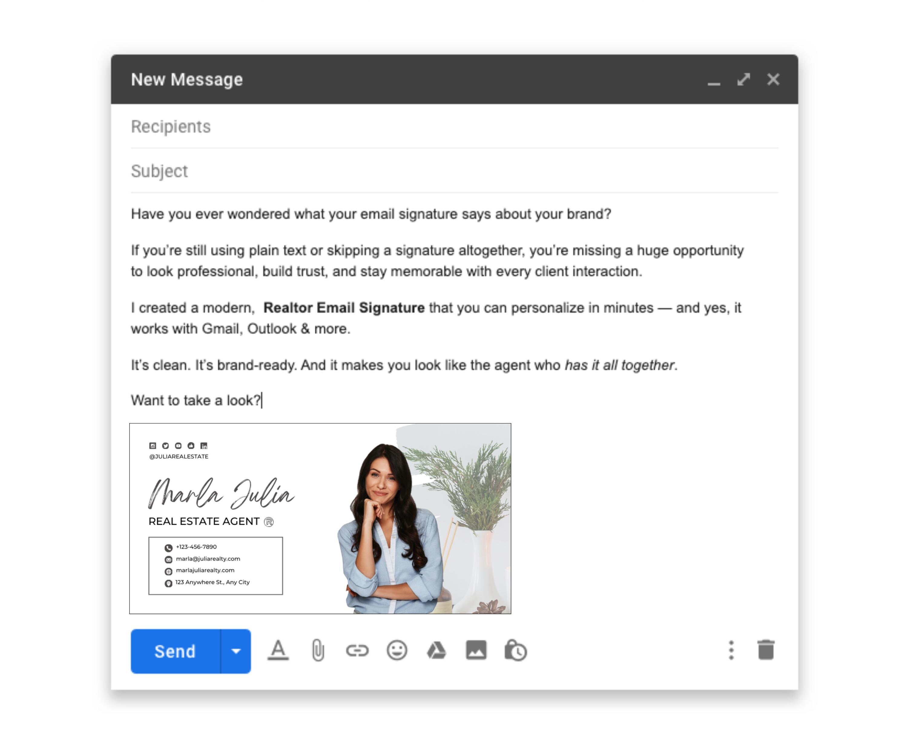 Realtor Email Signature, Modern Real Estate Email Sign, Agent Email ...